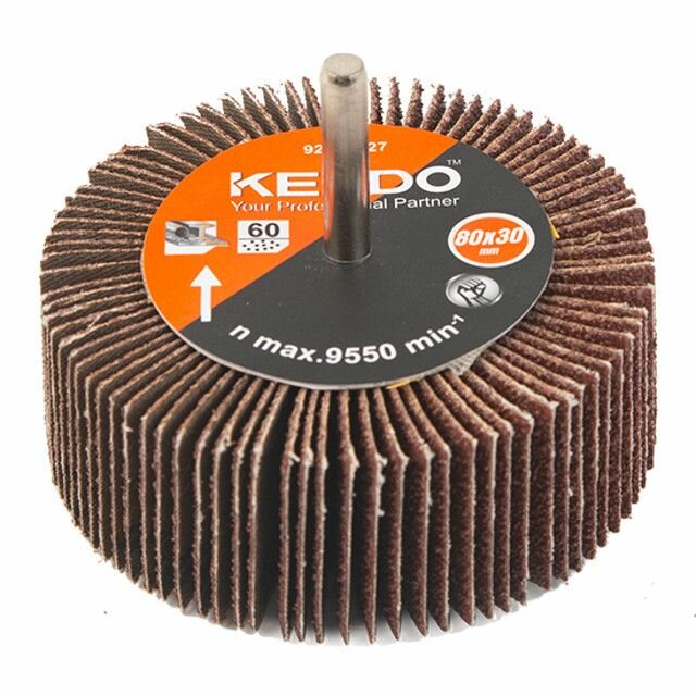 Круг лепестковый KENDO 92237127, с оправкой 80х30мм, P60 хвостовик