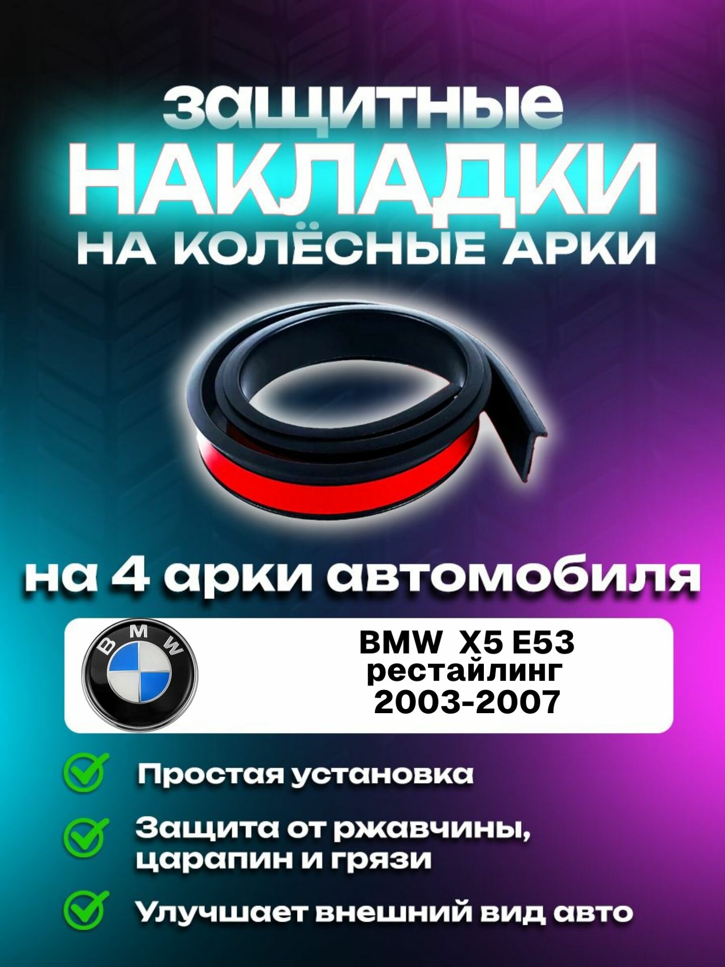 Накладки на арки автомобиля BMW X5 E53 рестайлинг (2003-2007)/БМВ ИКС5 Е53 рестайлинг защитные
