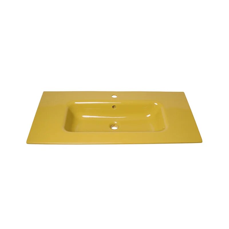 Мебельная раковина Plumberia Selection Ixo ceramica 81 накладная, фарфоровая, со встроенным сливом-переливом, глянцевая, раковина для ванной, прямоугольная
