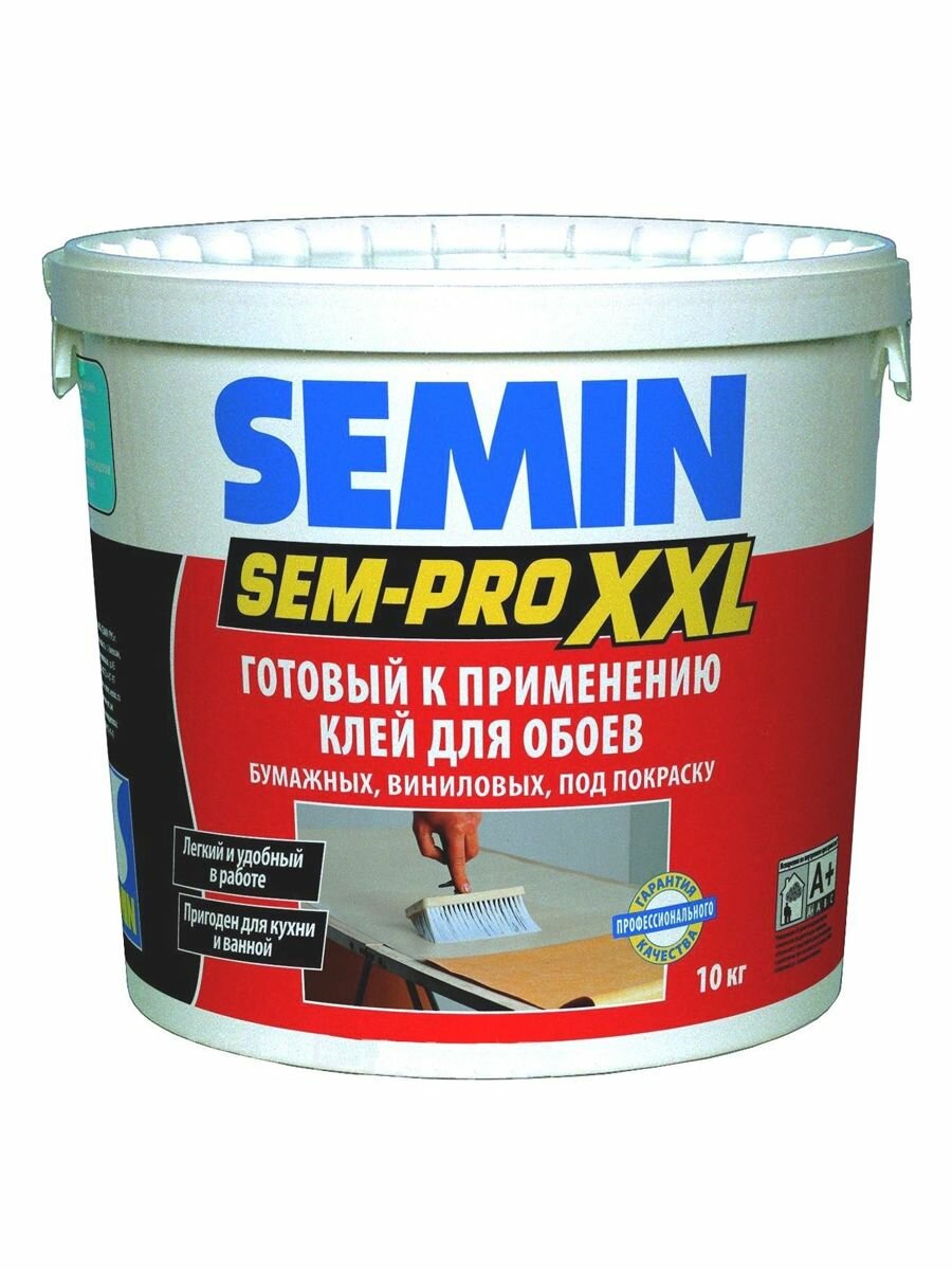 Готовый обойный клей Semin Sem-Pro XXL (Сем-Про XXL), 10 кг, для виниловых, флизелиновых и обоев под окраску