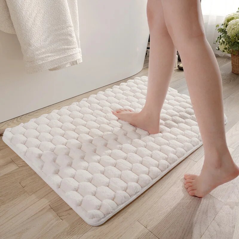 Белый коврик для ванной 40x60 см, плюшевый