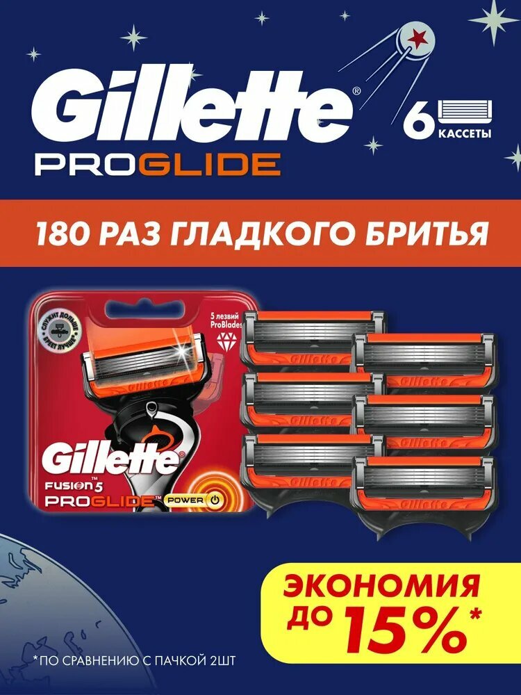 Сменные Кассеты Для Мужской Бритвы Gillette Fusion ProGlide Power, с 5 лезвиями, с точным тримммером для труднодоступных мест, для гладкого бритья надолго, 2 шт