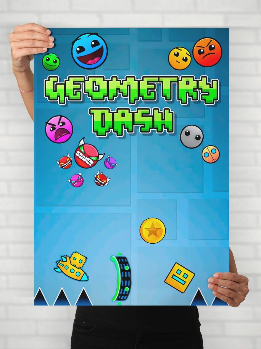 Плакат на стену для интерьера Геометри Дэш (Geometry Dash 1) - Постер по игре формата A1 (61x84 см)