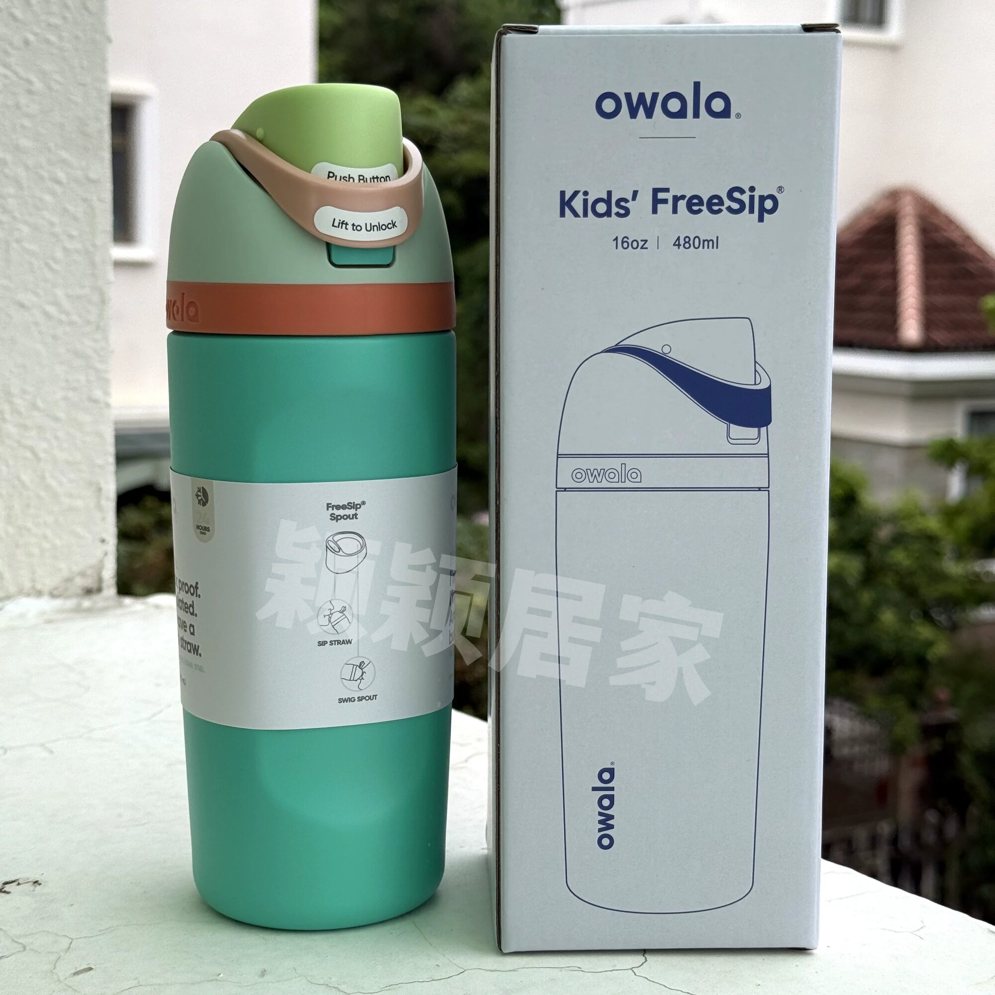 Owala Freesip Kids Нержавеющая Сталь Изолированная Бутылка 16 унций с Строй, Хамелеон для Детей