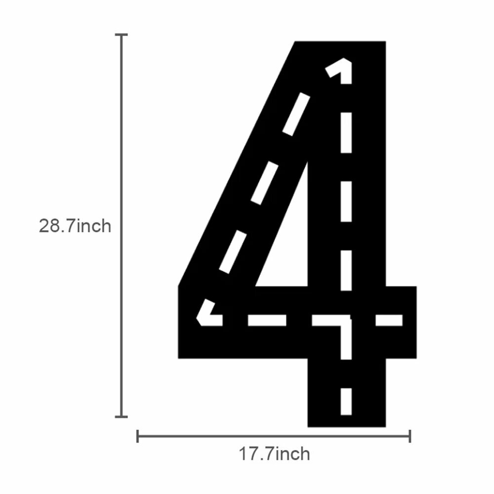 Черный картонный вырез "4" 28.7x17.7 дюймов