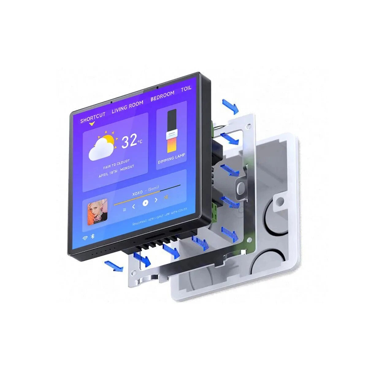 ESP32-S3 3,92-дюймовый IPS LCD сенсорный дисплей, 3,92' умный экран, настенный выключатель, квадратная панель-планшет — фото 1