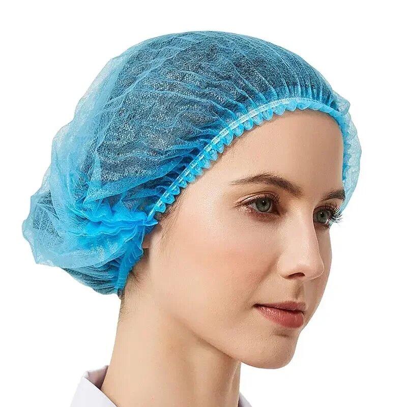 Одноразовые шапочки для волос голубые 100 Hats6