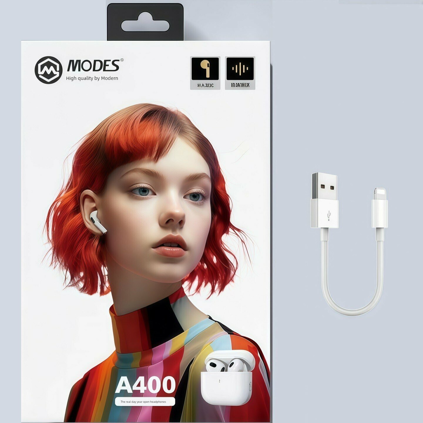 Modern Style A400 Беспроводные наушники Bluetooth с вкладышами ENC шумоподавлением и басом, долгий срок службы, белый
