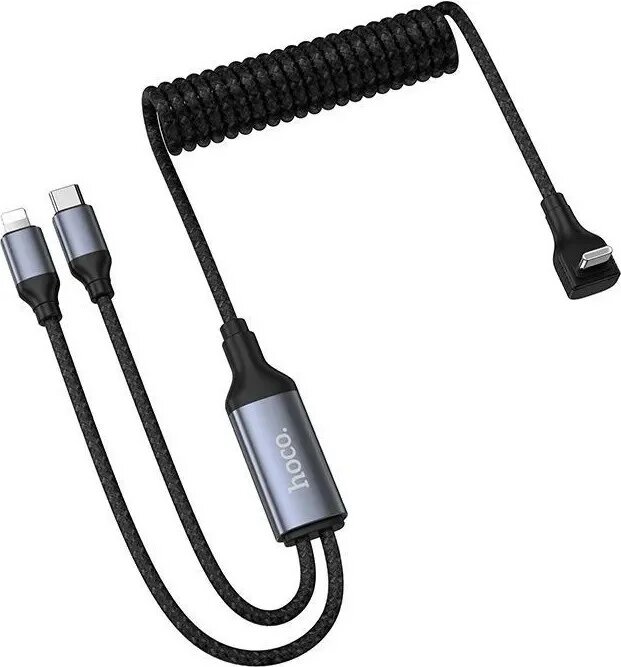 Кабель/разветвитель Hoco DU60 USB Type-C - USB Type-C/Lightning (1.5 м, черный)