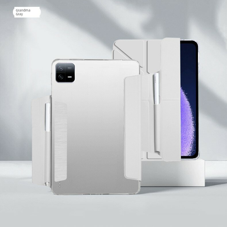 Чехол для Xiaomi Pad 7S Pro 12.5 дюймов, боковое крепление с разделением, мягкий серый, защита от изгиба