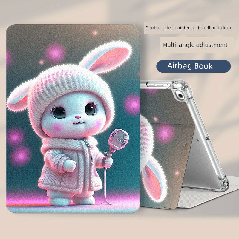 Чехол для iPad Pro 2020 11 дюймов с прозрачным розовым кроликом-певицей, амортизирующий, включает защитное стекло