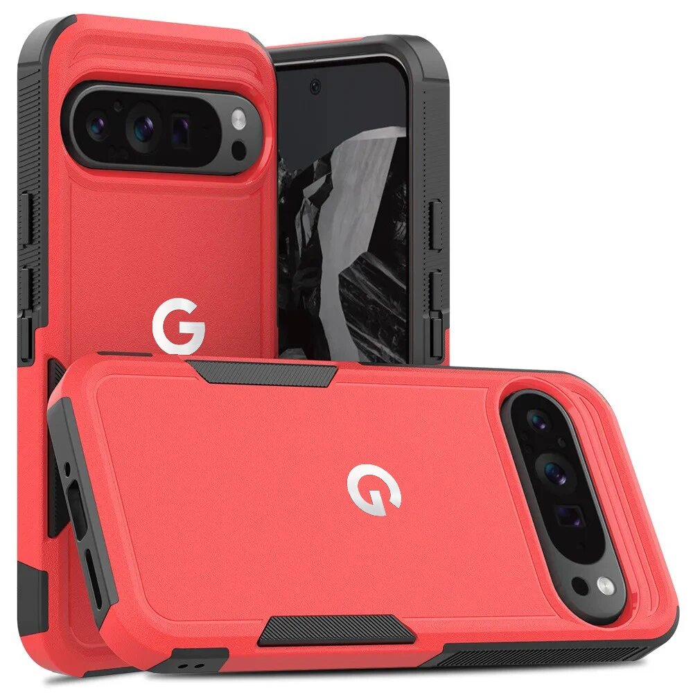Прочный противоударный чехол 2-в-1 военного класса для Google Pixel 10 Google Pixel 10, Красный, Red