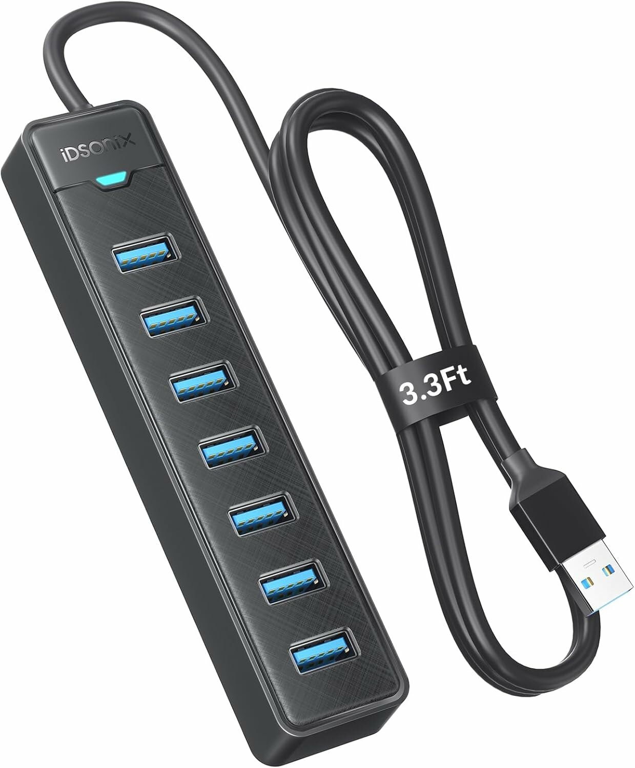 7-портовый USB 3.0-концентратор iDsonix, 5 Гбит/с, кабель 1 м, для ПК, ноутбуков, USB-накопителей, внешних жестких дисков, совместим с Windows и XPS