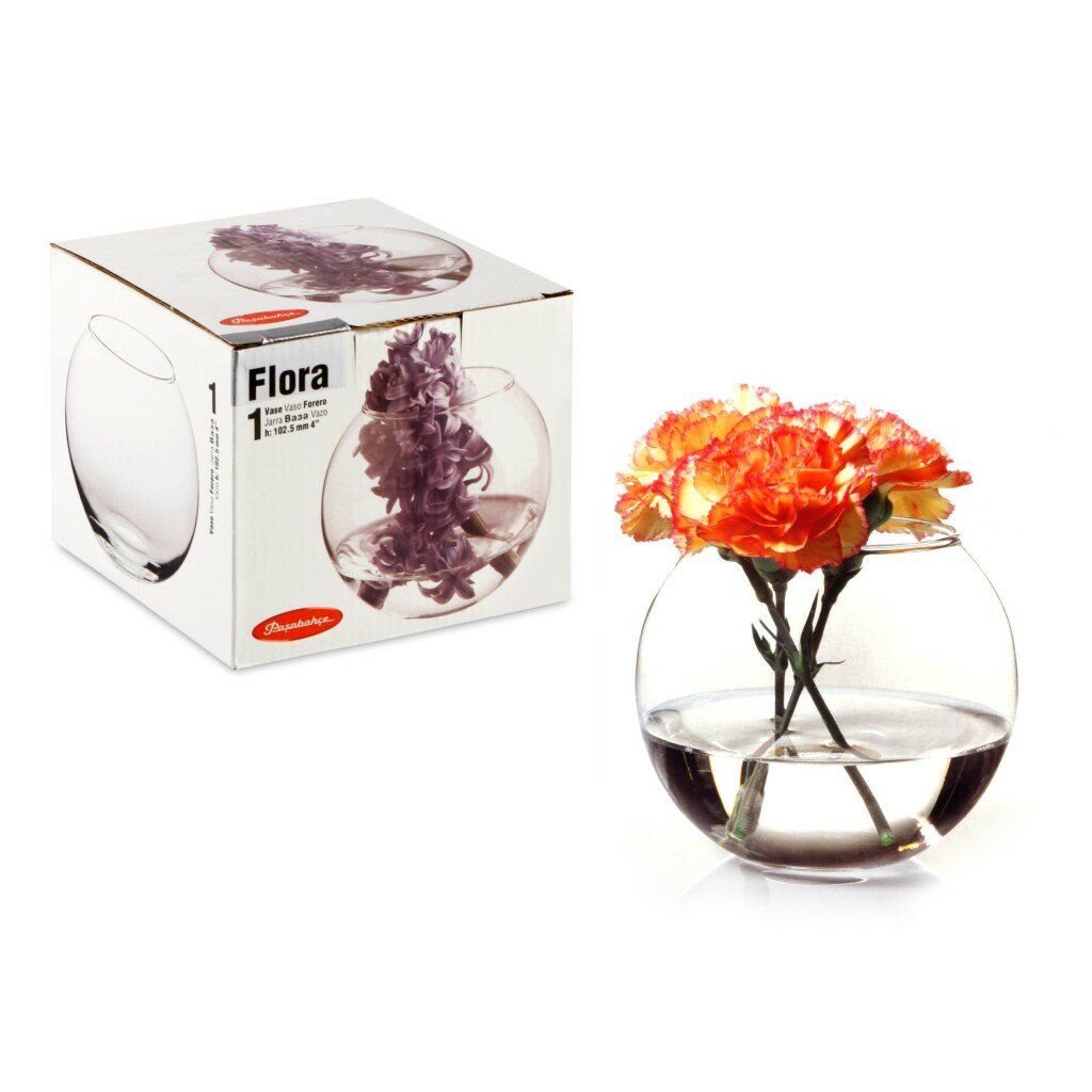 Ваза Pasabahce Flora, стекло, шар, 10.3см, прозрачный