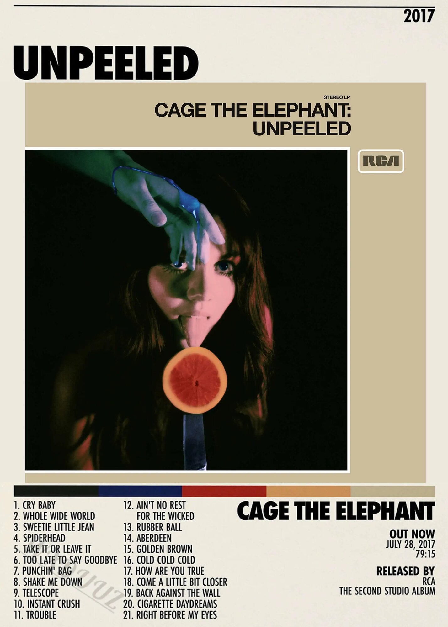 Плакат Cage The Elephant Unpeeled 50x70см, цвет E