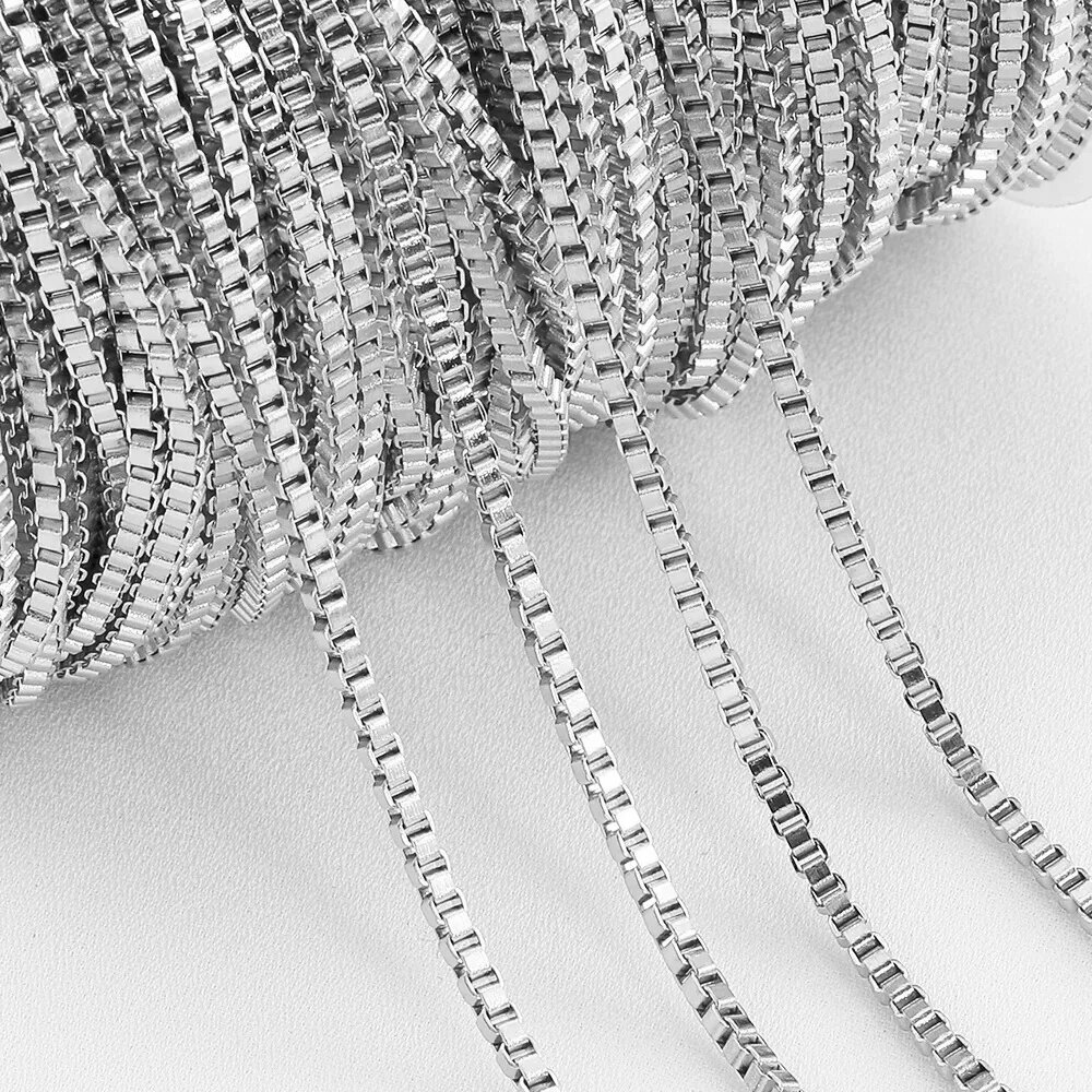 Цепочка из нержавеющей стали серебряного цвета Box Chain -2mm