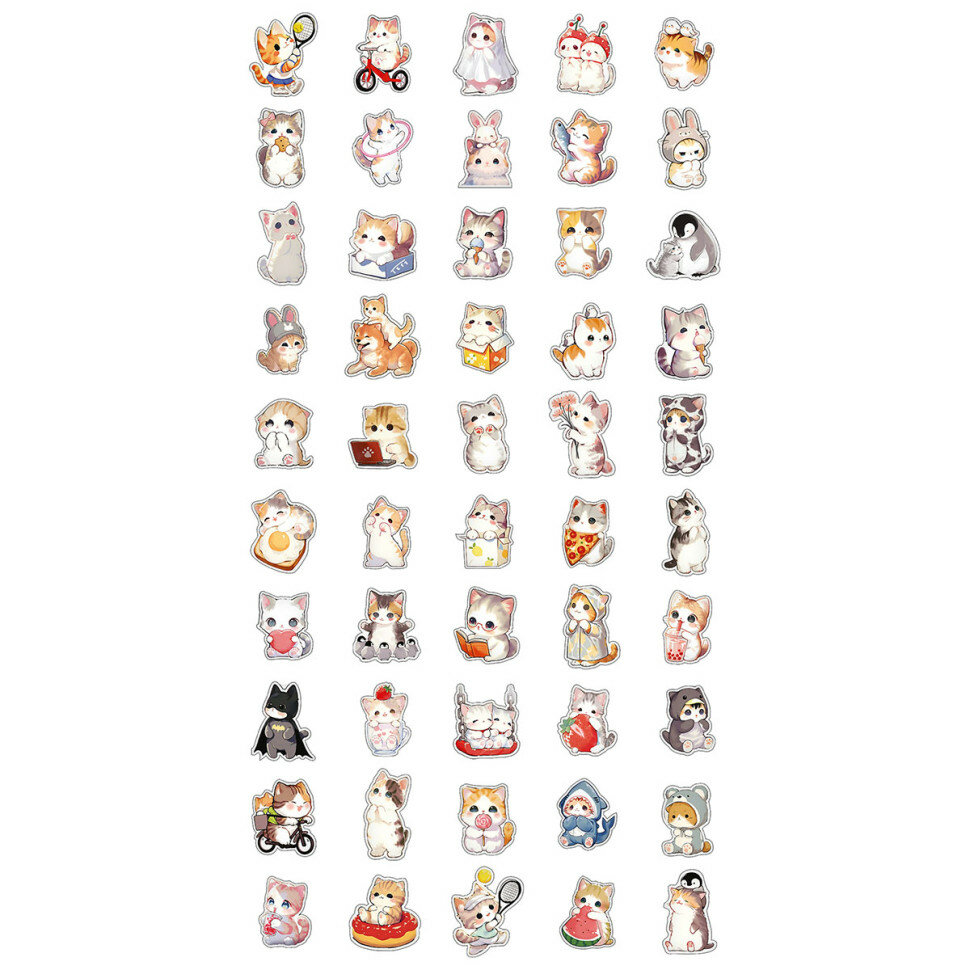Набор наклеек ПВХ MESHU "Funny cats",8,5*13 см, 50 наклеек инд. уп, европодвес, 381895