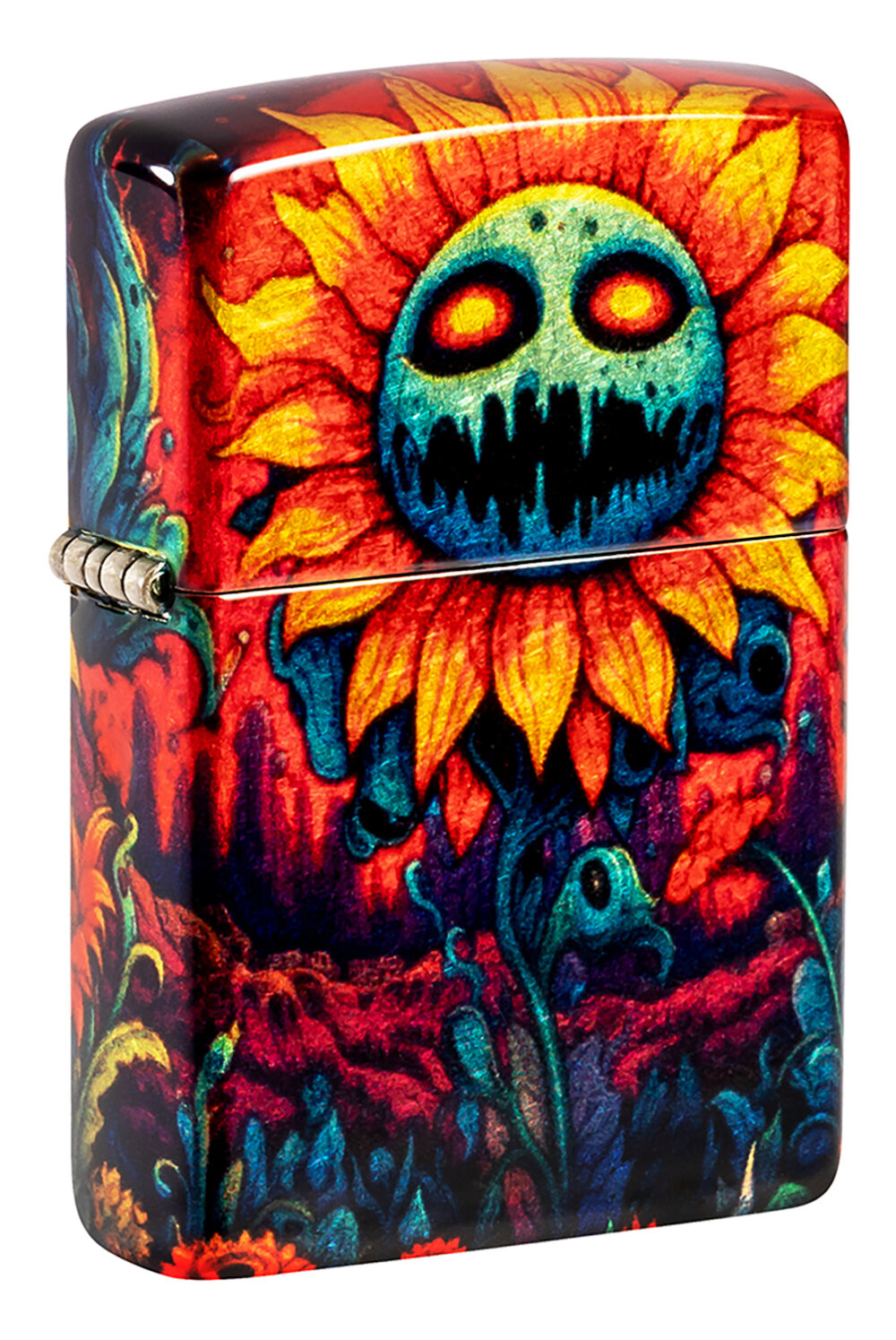 Зажигалка ZIPPO Spooky Sunflower с покрытием 540 Tumbled Brass, латунь/сталь, разноцветная, 38x13x57 мм (не заправленная)
