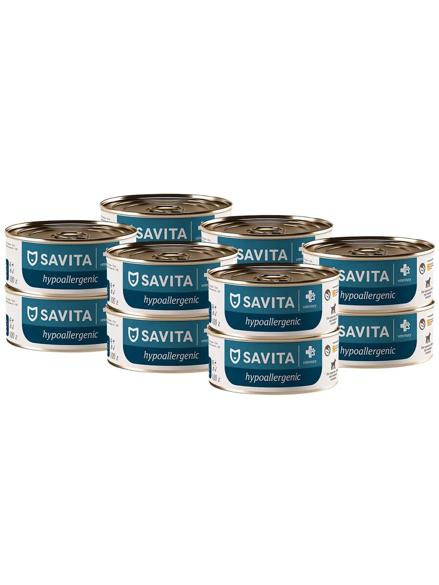 Корм влажный Savita Veterinary Hypoallergenic для взрослых собак при пищевой аллергии, паштет, 100 г х 12 шт