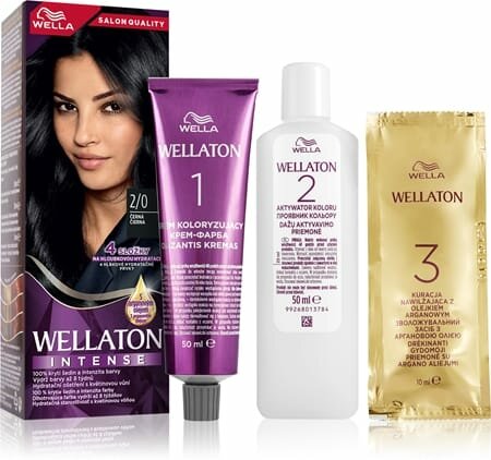 Краска для волос Wella Wellaton Intense, оттенок 2/0 черный, 1 шт