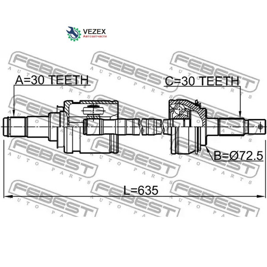 FEBEST 0114-KUN26 Привод TOYOTA HILUX 2004-2012 0114-KUN26