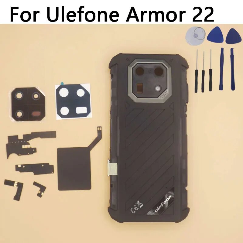 Ulefone Armor 22, крышка батарейного отсека, задняя крышка сотового телефона, приемник отпечатков пальцев, микрофон, объектив камеры NFC для Ulefone Armor 22