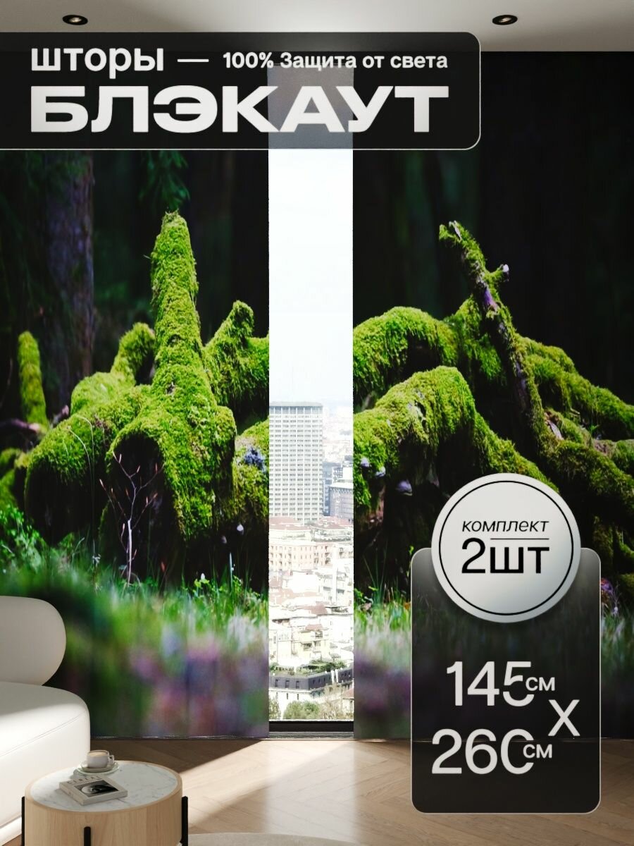 Шторы блэкаут 145x260 см 2 шт на окна плотные комплект