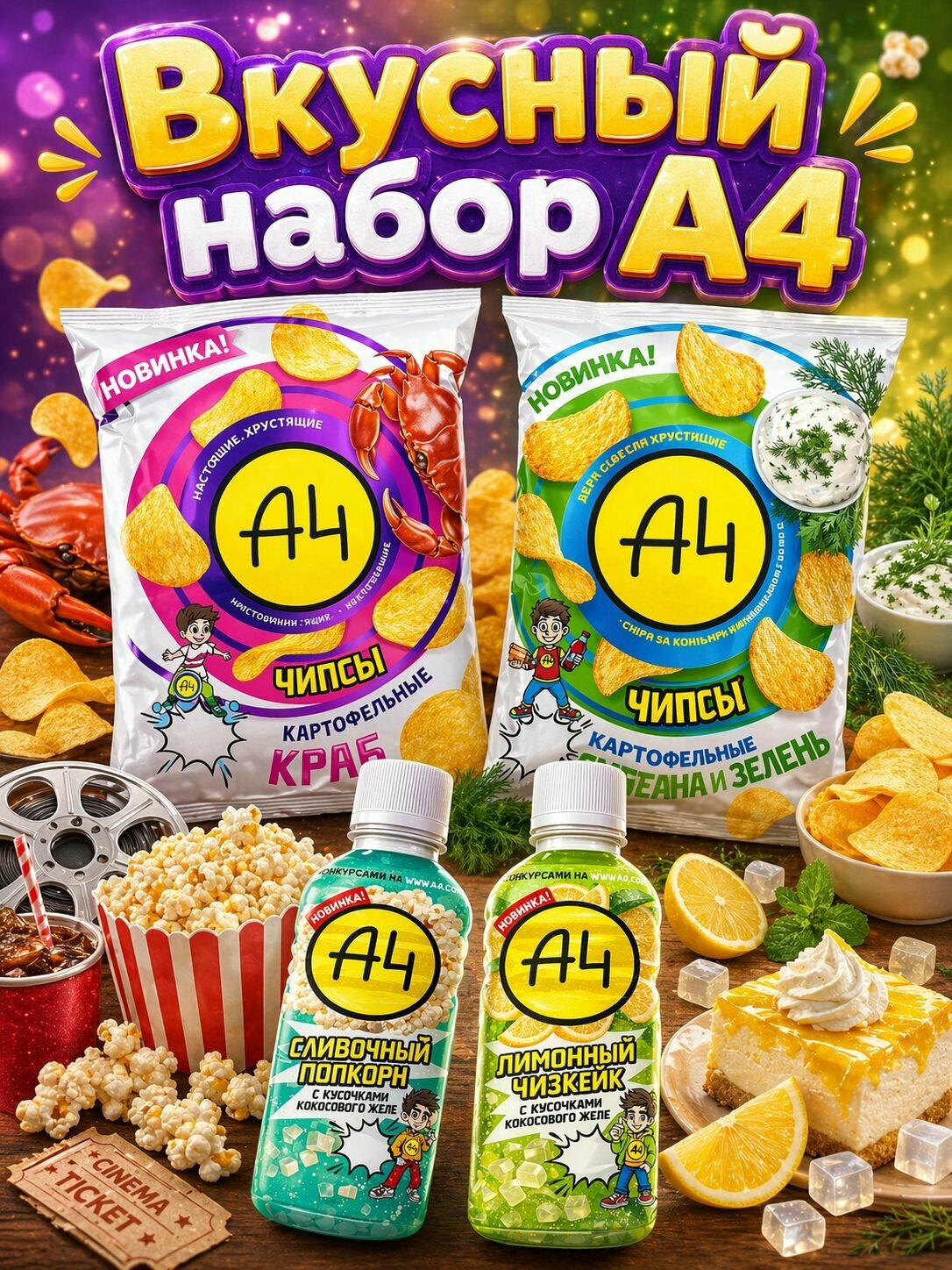 Набор Влад А4 Чипсы 2 пачки + Напитки 2 бутылки