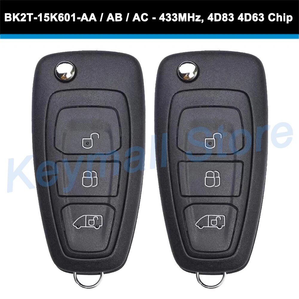 Ключ-брелок KEYECU 2шт, 3 кнопки, 433.92 МГц, Aftermarket Board