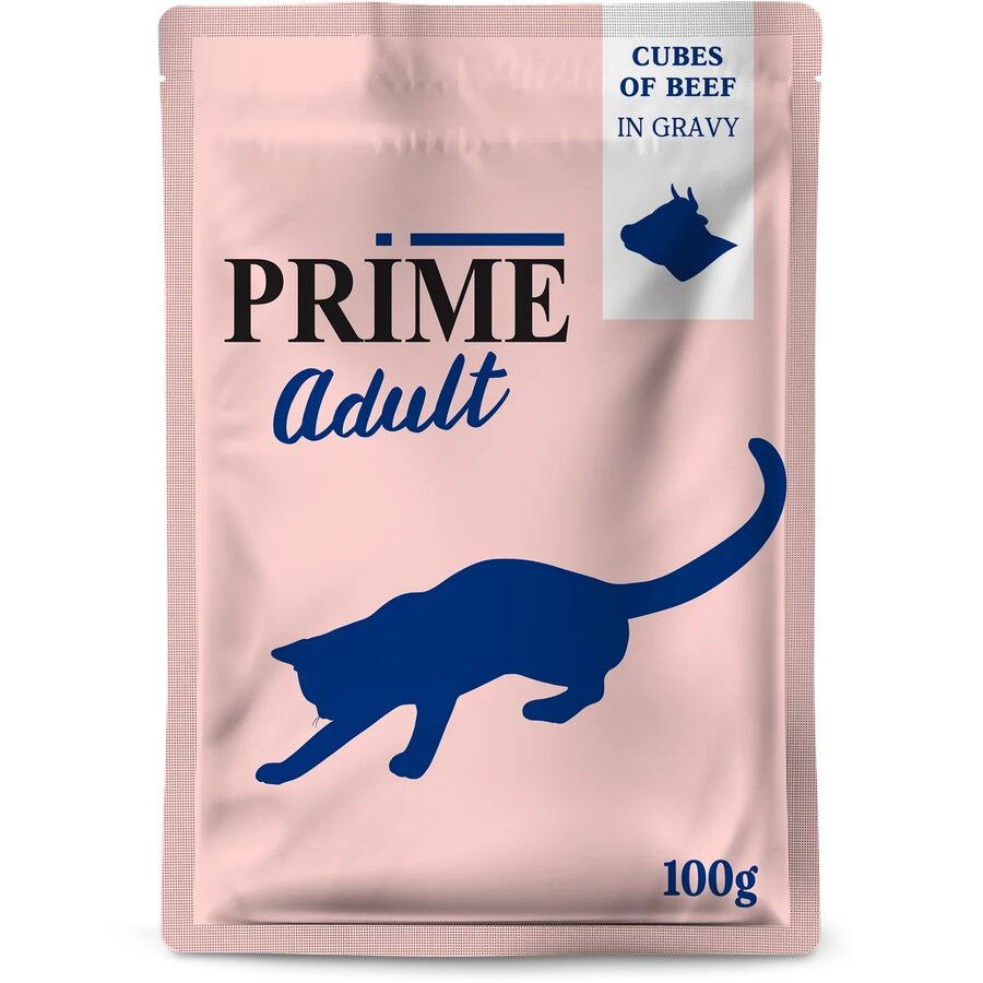 PRIME Пауч для кошек Говядина кусочки в бульоне 100 гр*12 шт