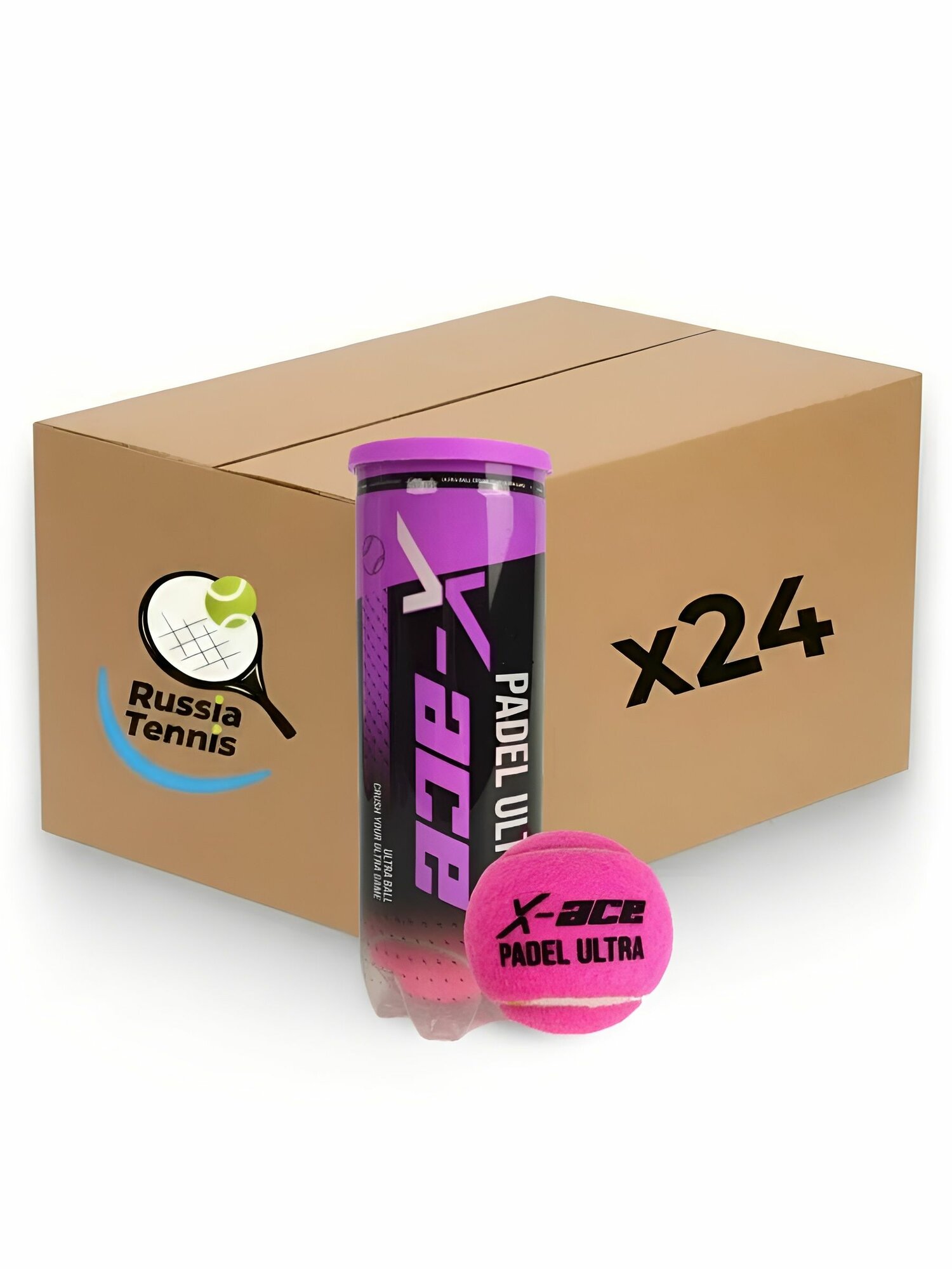 Коробка мячей для большого тенниса X-ACE Padel Pink , 72 мяча