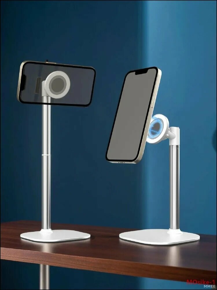 Держатель для телефона Cooper MagStand, магнитная подставка для iPhone c функцией MagSafe, с регулировкой по высоте от 24 до 36 см и изменением угла наклона, настольная; цвет белый