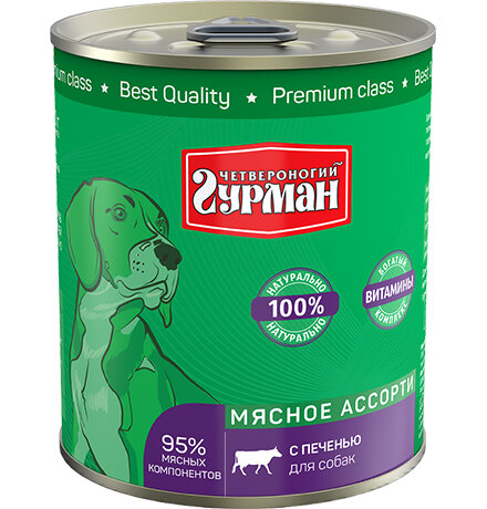 С Печенью консервы для собак (цена за упаковку) 340г x 12шт