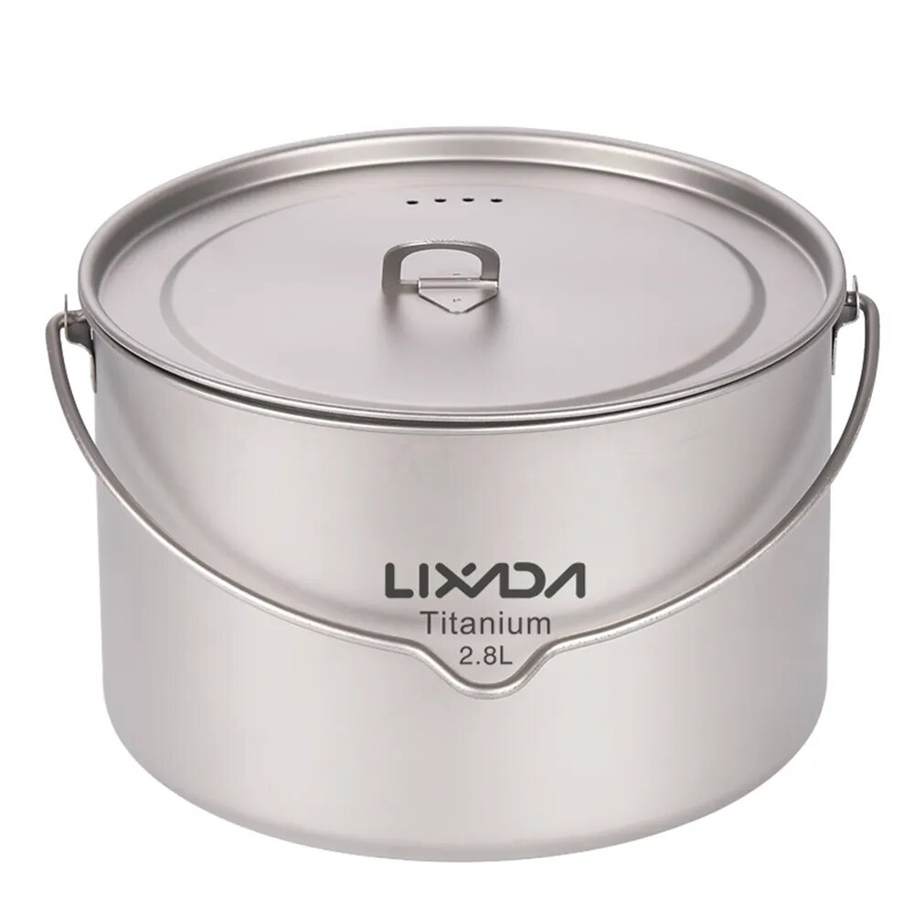 Lixada 2.8L Titanium Pot Сверхлегкий портативный подвесной горшок с крышкой, Andoer