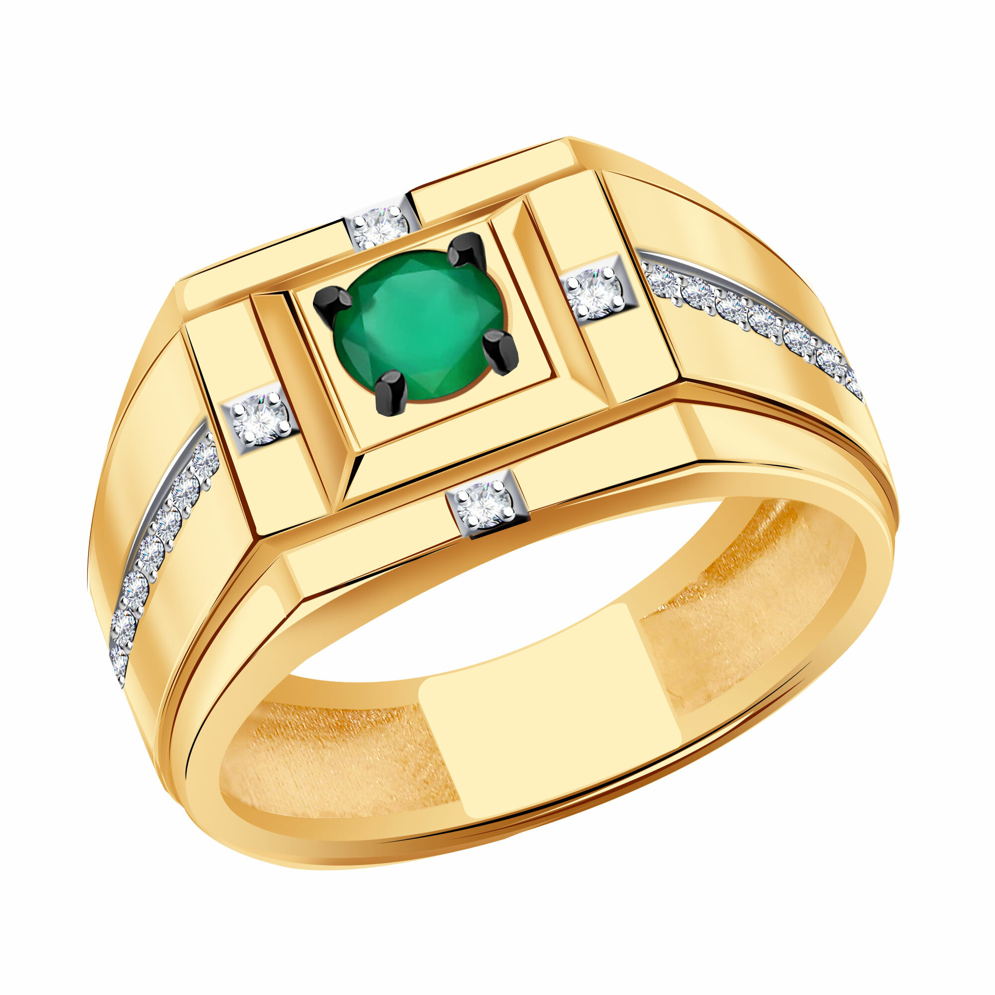 Кольцо Diamant online, красное золото, 585 проба, фианит, агат