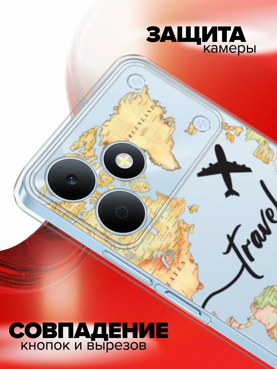 Чехол на Realme Note 80 / Реалми Нот 80 с принтом Travel карта — фото 1