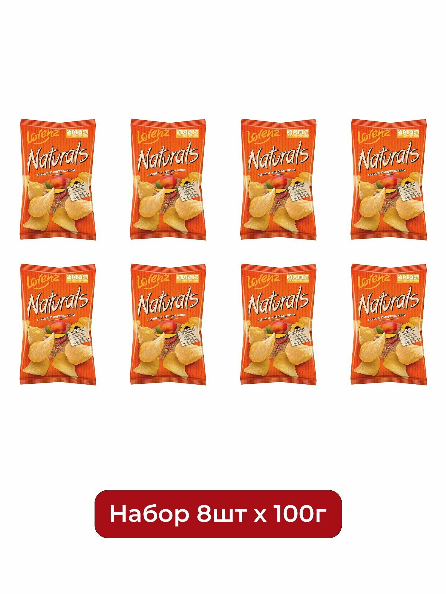 Чипсы Naturals манго и чили, 100г х 8шт.