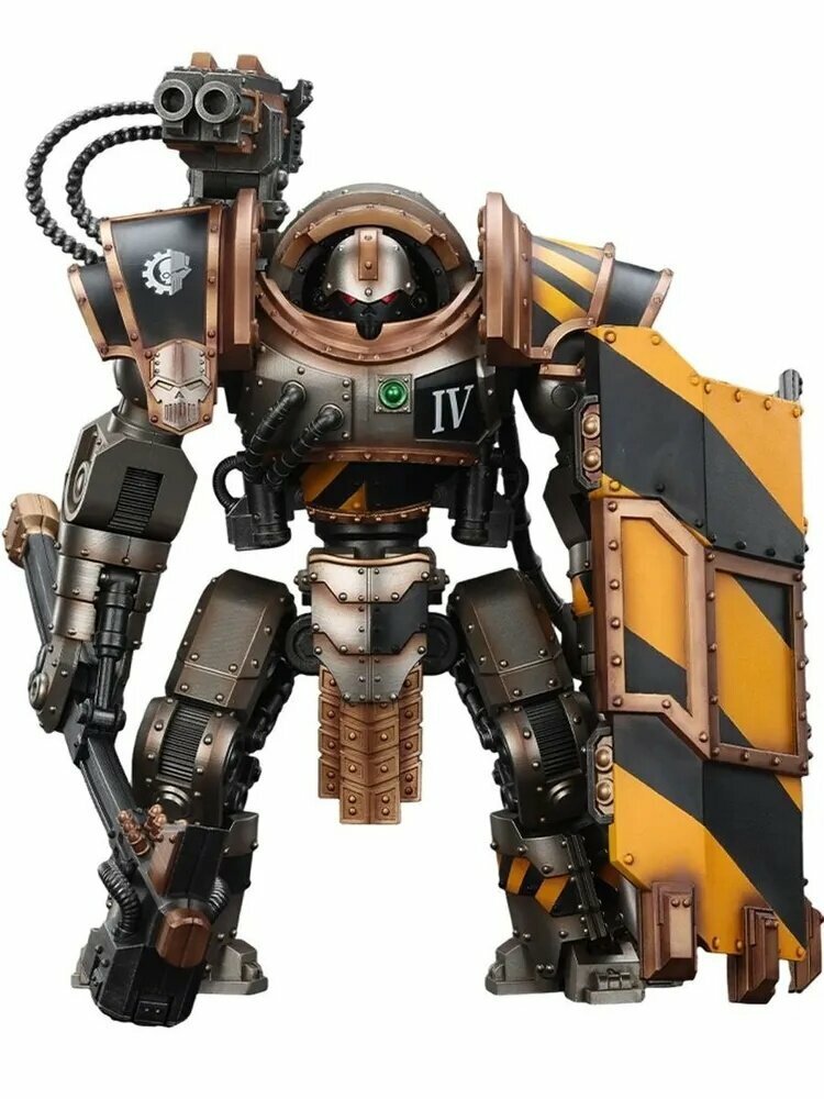 Подвижная фигурка JOYTOY Warhammer 40k 1/18 Action Figures Iron Warriors Iron Circle Domitar-Ferrum Class Battle-automata with Karceri Battle Shield and Graviton Crusher Model