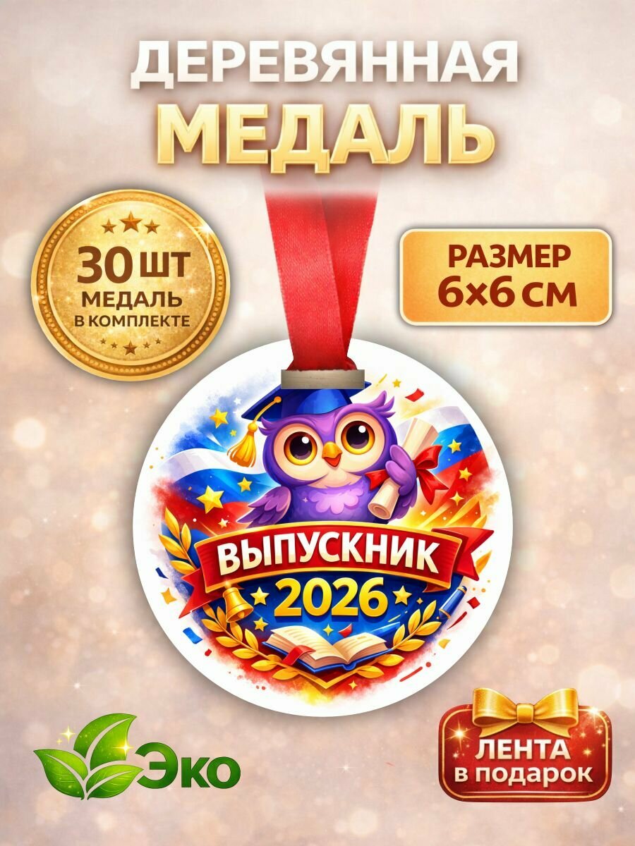 Медаль выпускник (30 штук) подарок