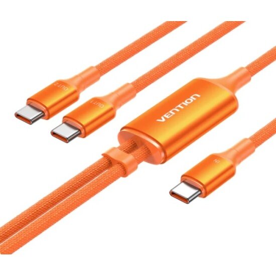 Кабель-разветвитель Vention USB 2.0 CM/USB-CM x 2 -1.3м 5A 140W оранжевый (TRUOBB)