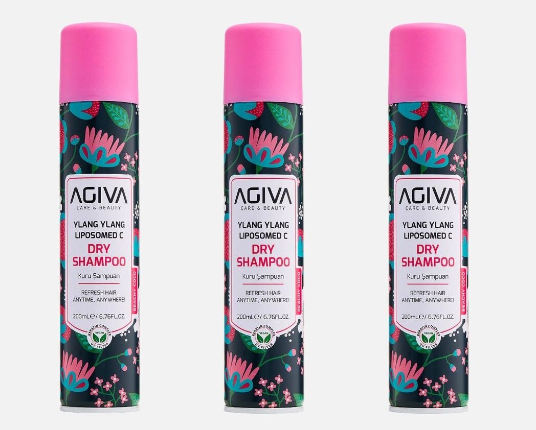 AGİVA Шампунь сухой для волос Ylang Ylang Lıpozom C Pro Care, 200 мл - 3 штуки