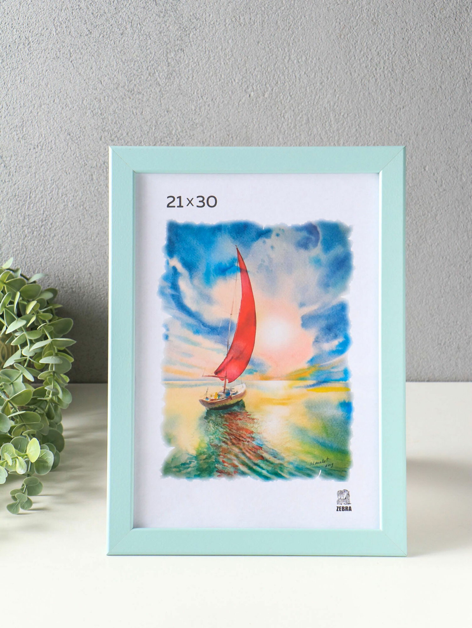 Рамка для фото 21x30 см, FIBO, мдф, пластиковый экран, мята, вид крепежа: подвес + подставка