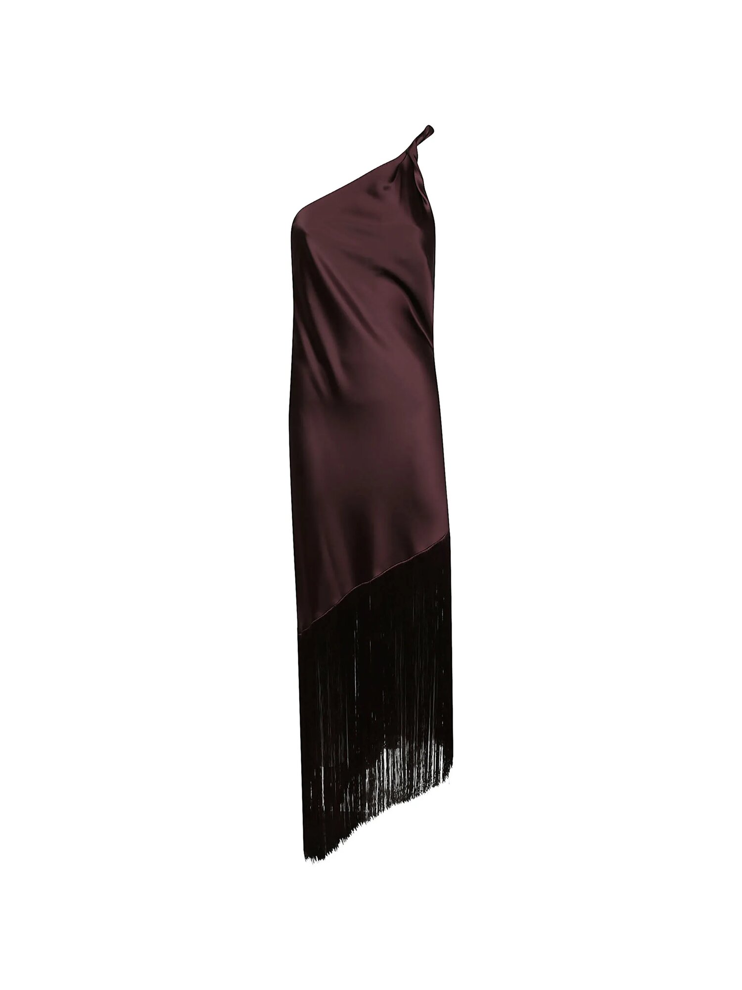 Платье Fringe-trim one-shoulder midi dress