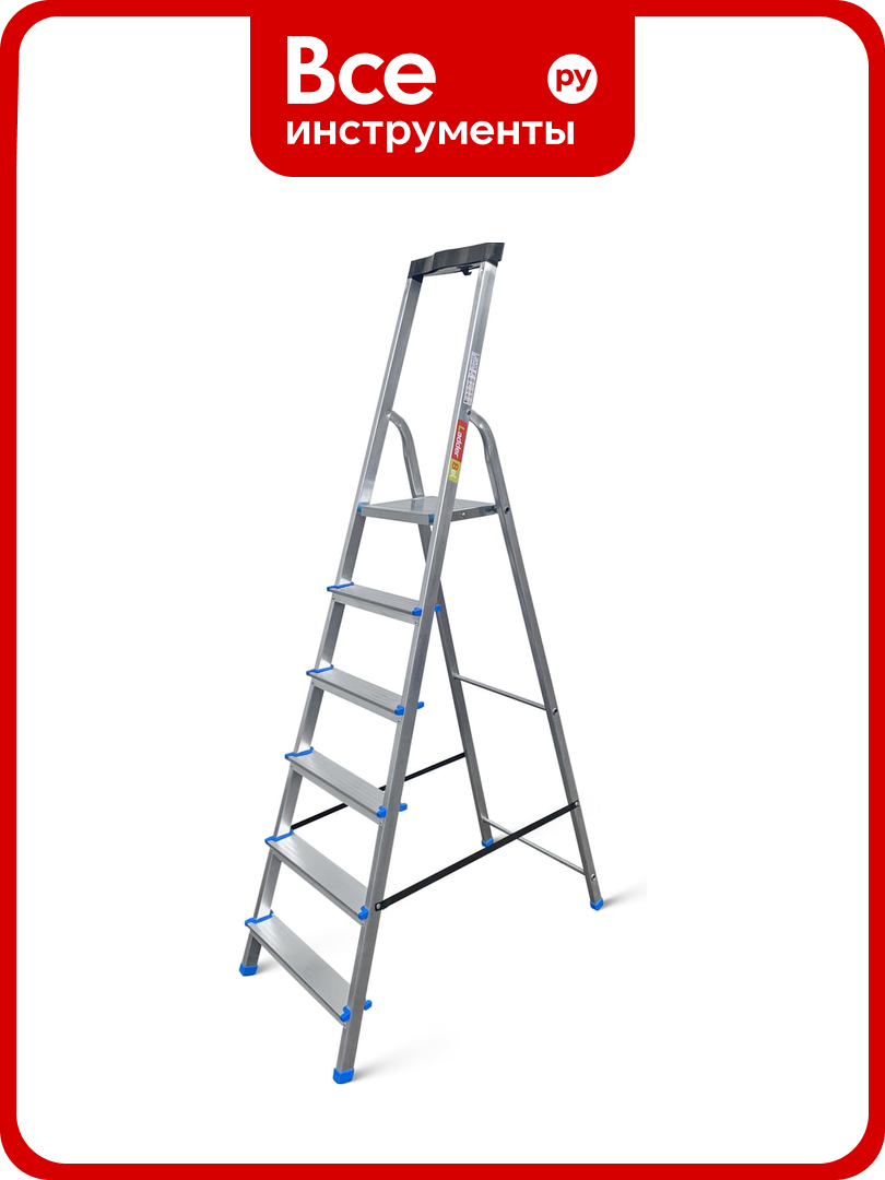 Стремянка алюминиевая LadderBel 6 ступеней с органайзером STR-AL-6T