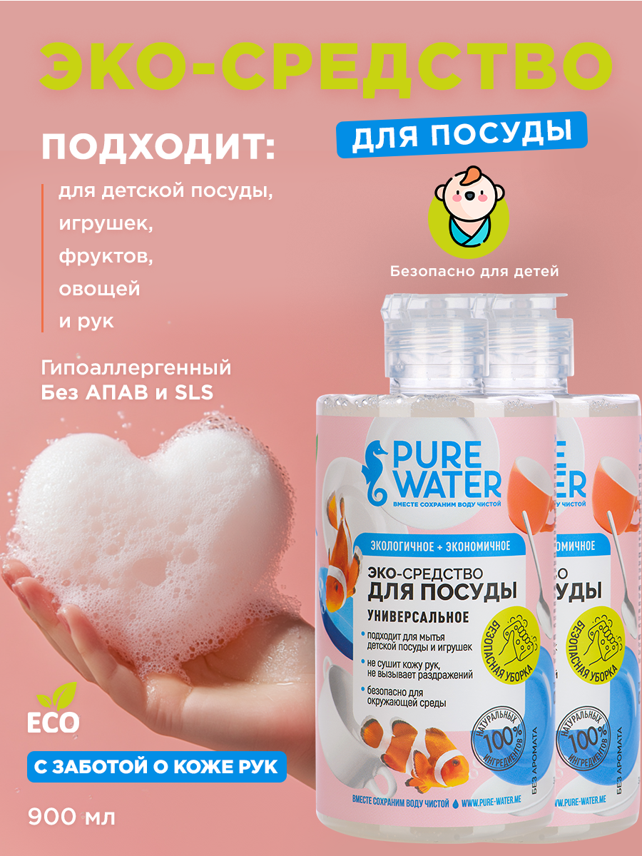 Набор для посуды PURE WATER, гипоаллергенный, биоразлагаемый, 450 мл, 2шт