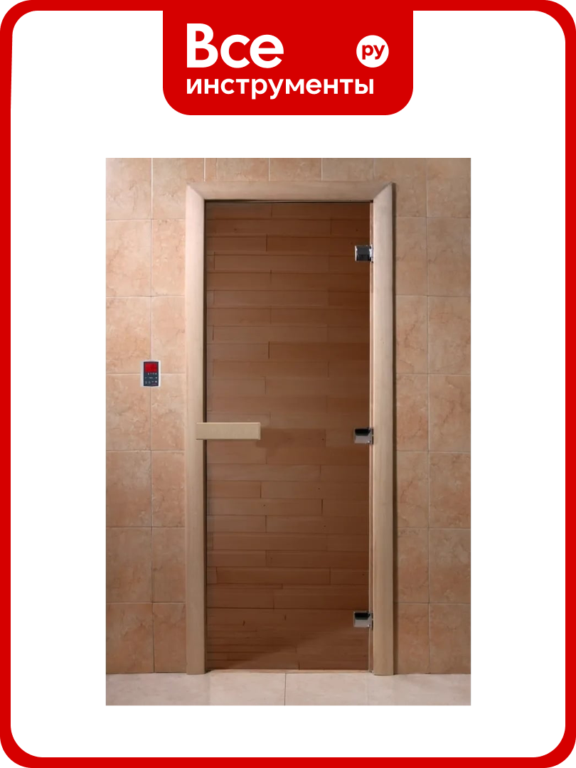 Дверь для бани DoorWood теплый день, 1900x700 мм по коробке, правая, петли справа УТ-00011880