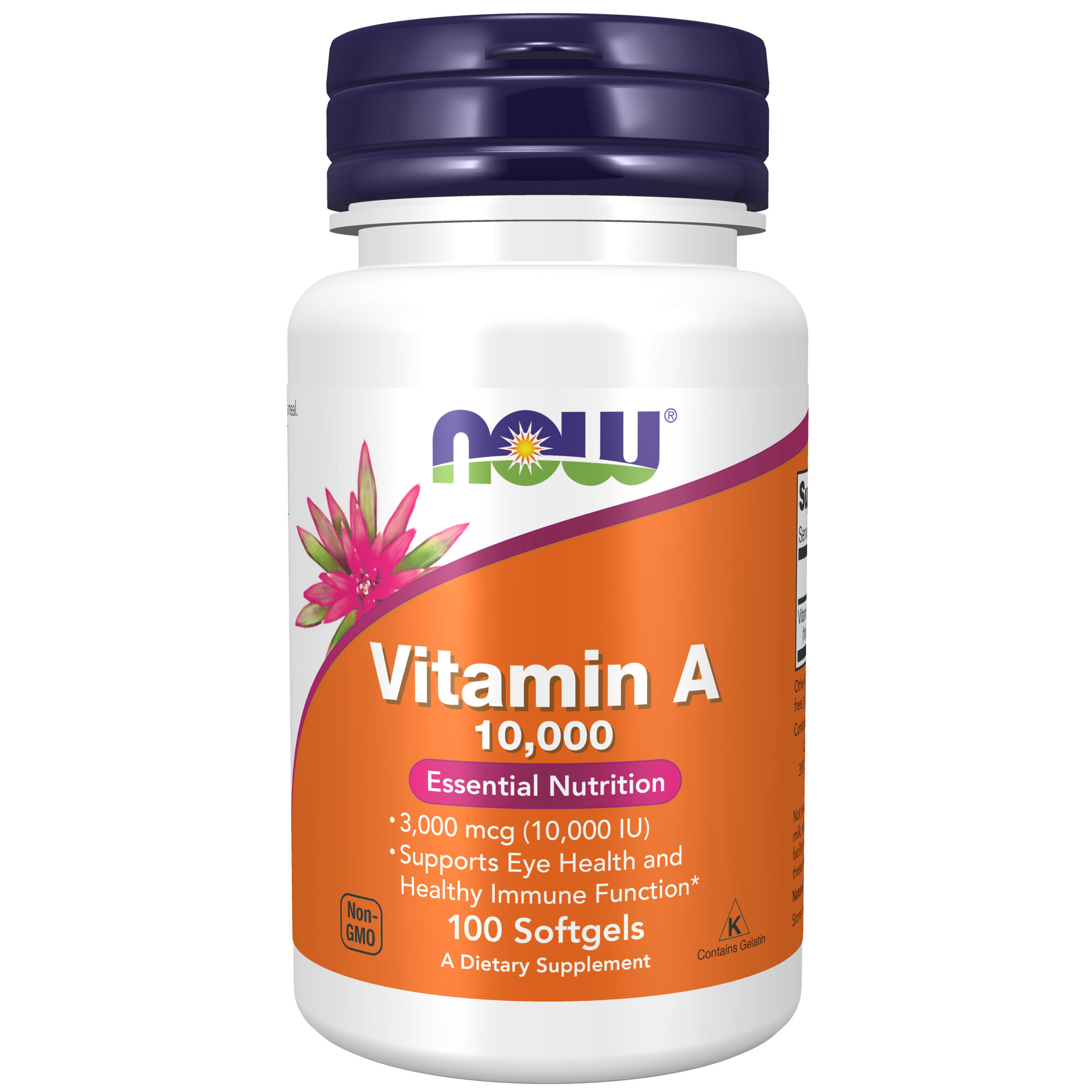 NOW Vitamin A, Витамин А, 10.000МЕ 100 мягких капсул, Витамины для кожи, для глаз, для иммунитета взрослым