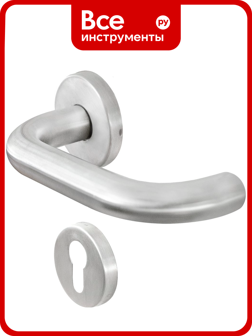 Гарнитур DOORLOCK DL 038/F-55 PZ U-form Rt нерж. сталь, универс. монтаж, розетка 55мм, шпиндель