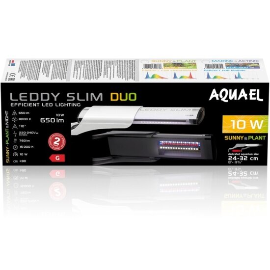 Светильник светодиодный Aquael LEDDY SLIM DUO SUNNY & PLANT DAY&NIGHT 10 ВТ (24-32 СМ / 6500 & 8000 K) черный