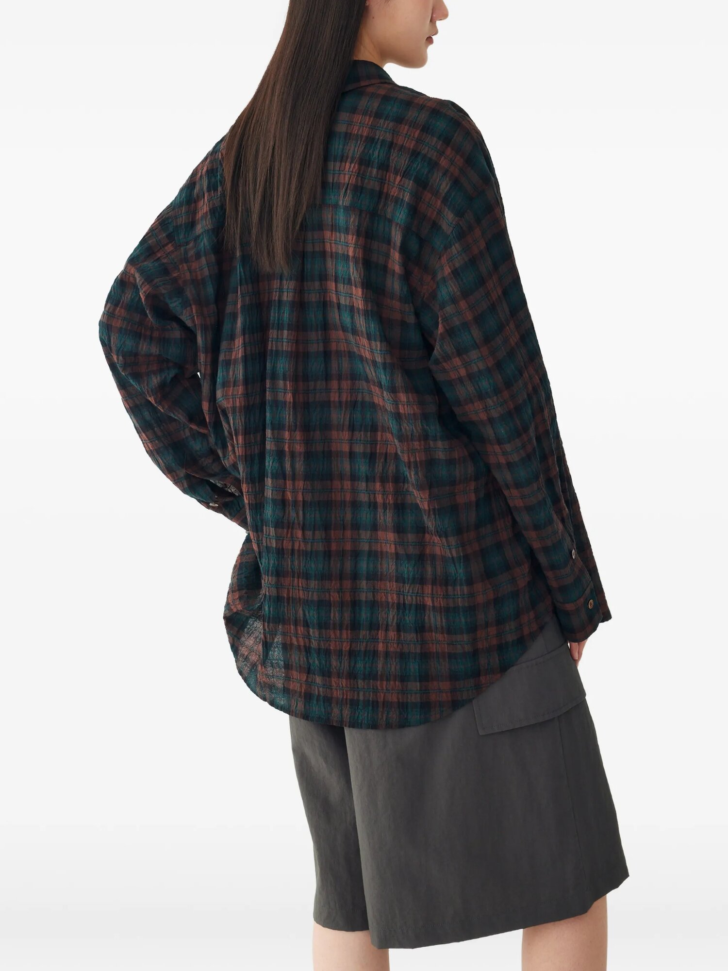 Рубашка STUDIO TOMBOY Checkered oversized shirt, размер OneSize, brown — фото 1